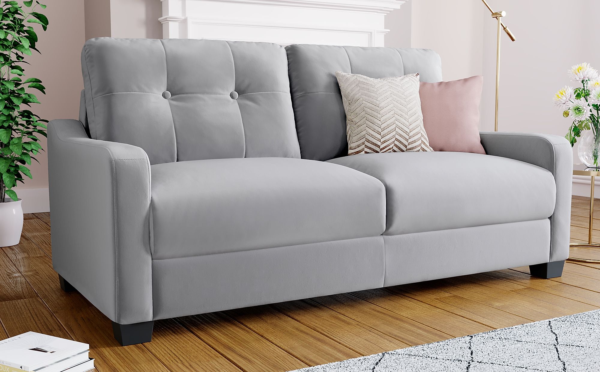 Belmont Grey Velvet 3 Seater Sofa | Furniture Choice Belmont Grey Velvet 3 Seater Sofa | Furniture Choice